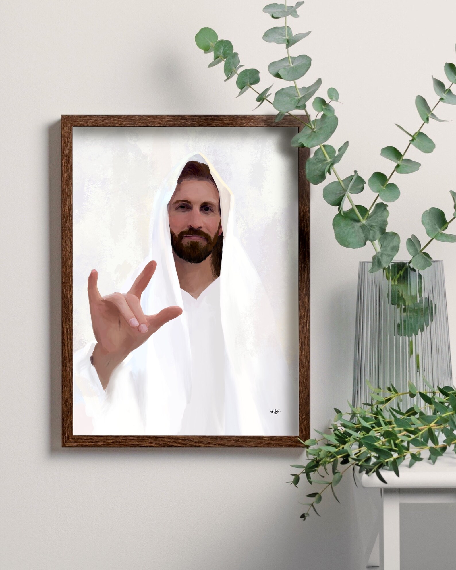 Love of Christ Painting, Jesus Loves You, Jesus Doing I Love You Sign ...