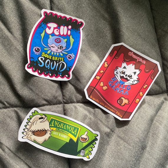 Digimon Ghost Game Snack Sticker Trio Jellymon Angoramon - Etsy