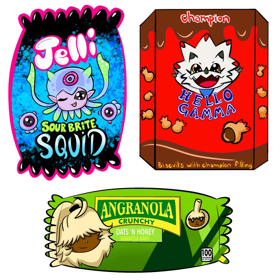 Digimon Ghost Game Snack Sticker Trio Jellymon Angoramon - Etsy