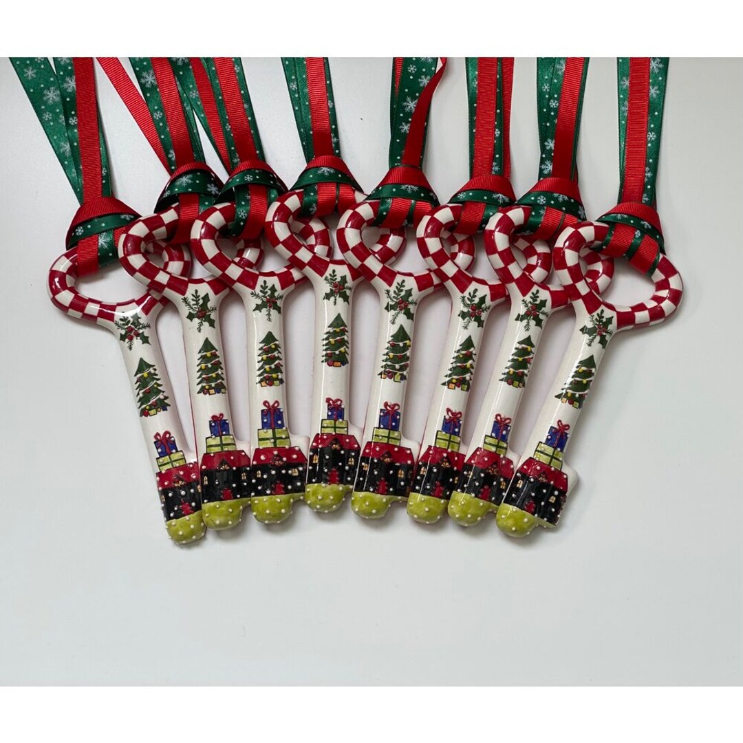 Handcrafted Ceramic Christmas Key Ornament, Lucky Charm Decor - Etsy