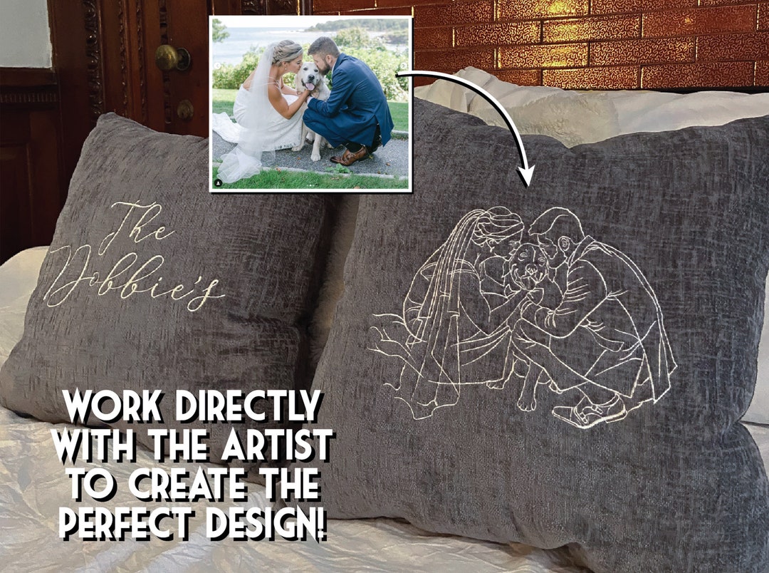 CUSTOM Embroidered Pillow SET Personalized Minimalist - Etsy