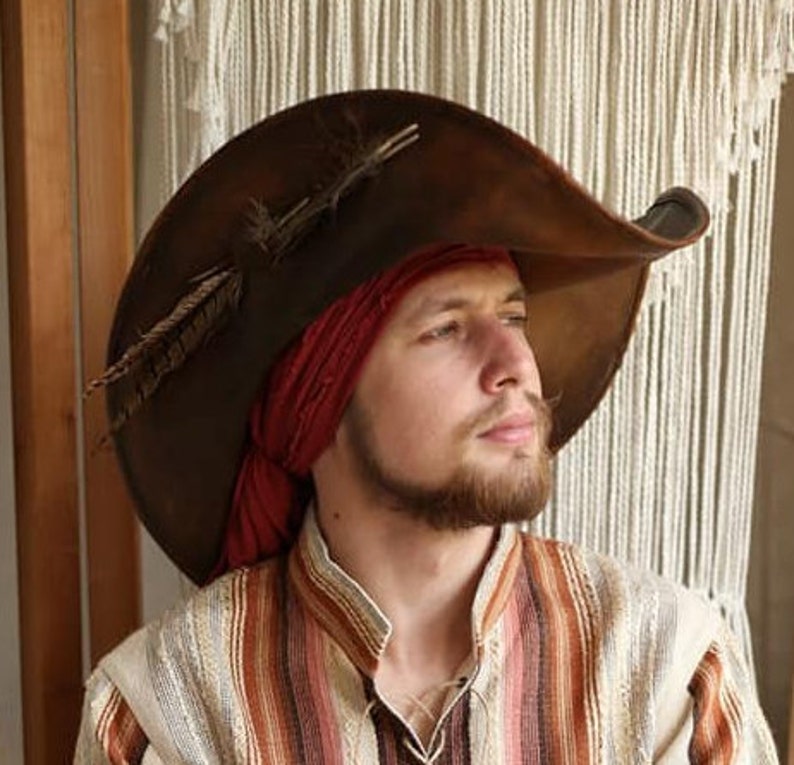 Pirate Wide-brimmed Leather Hat Captain Barbossa's Hat - Etsy Australia