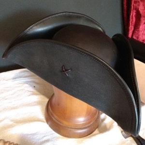 Pirate Leather Hat, Triangle Hat, Black Pirate Hat, - Etsy