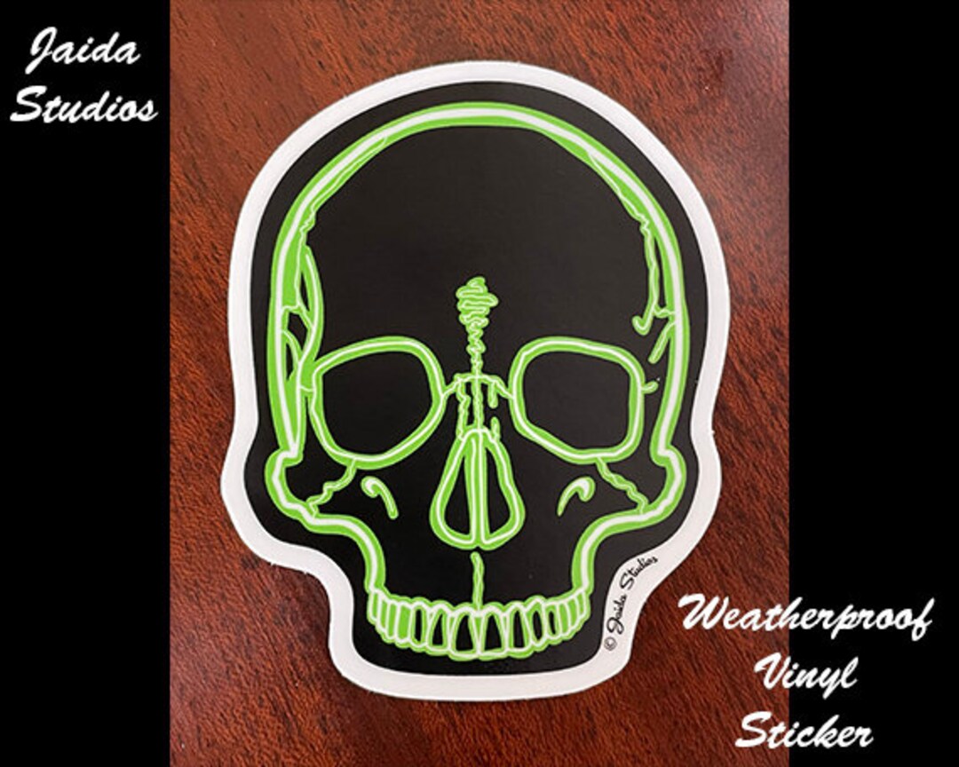 Neon Skull Candy - Vinyl Sticker - Skull Sticker - Weatherproof Sticker ...