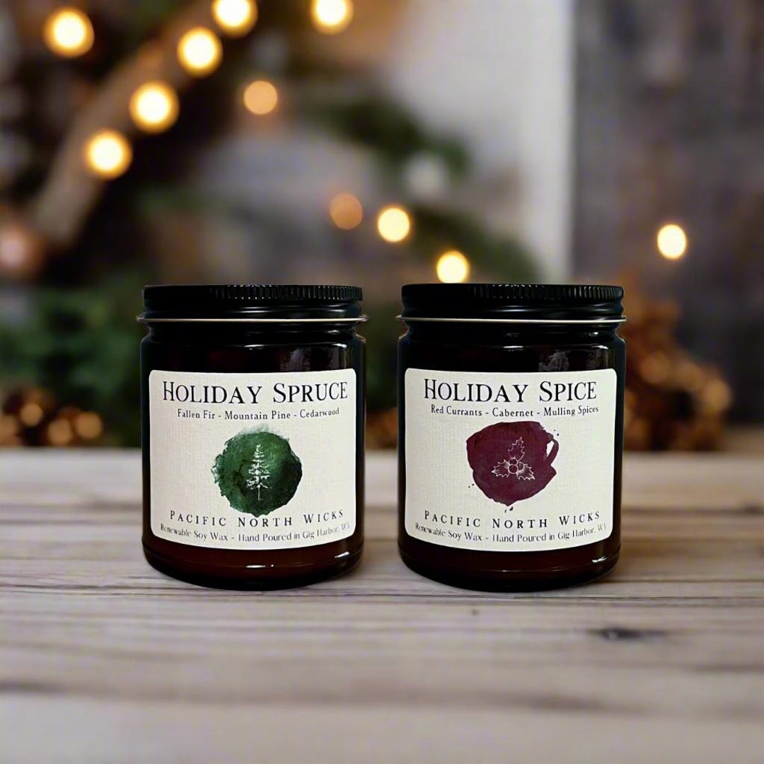Holiday Candle Gift Set, 2 Pack Christmas Candles, Holiday Spruce ...