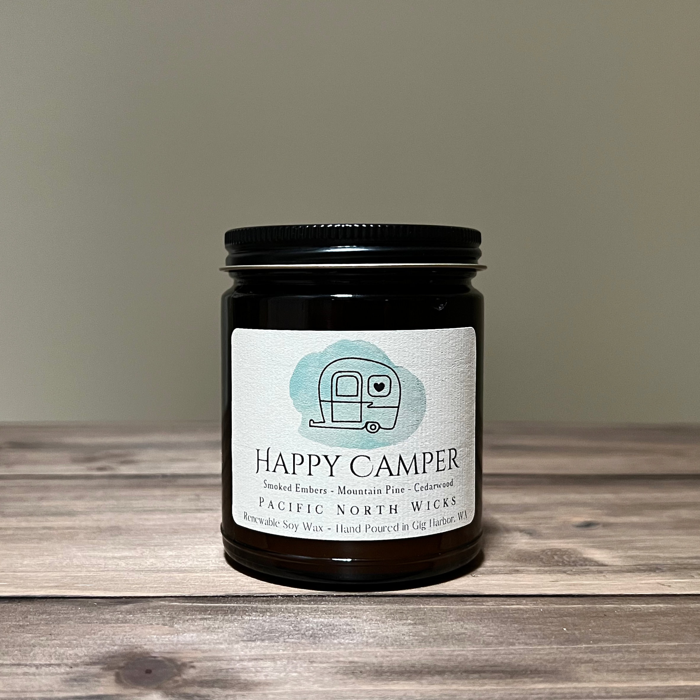 Happy Camper Candle, Camping Gift, Forest Candle, Rustic Pine Candle, Campfire Candle, Camper ...