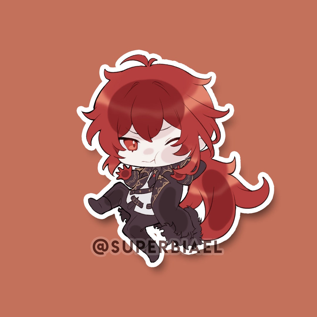 Diluc Genshin Impact Kiss-cut Pita-style Sticker - Etsy