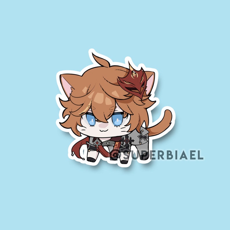 Genshin Impact Cat Childe/tartaglia Fan-made Kiss-cut - Etsy