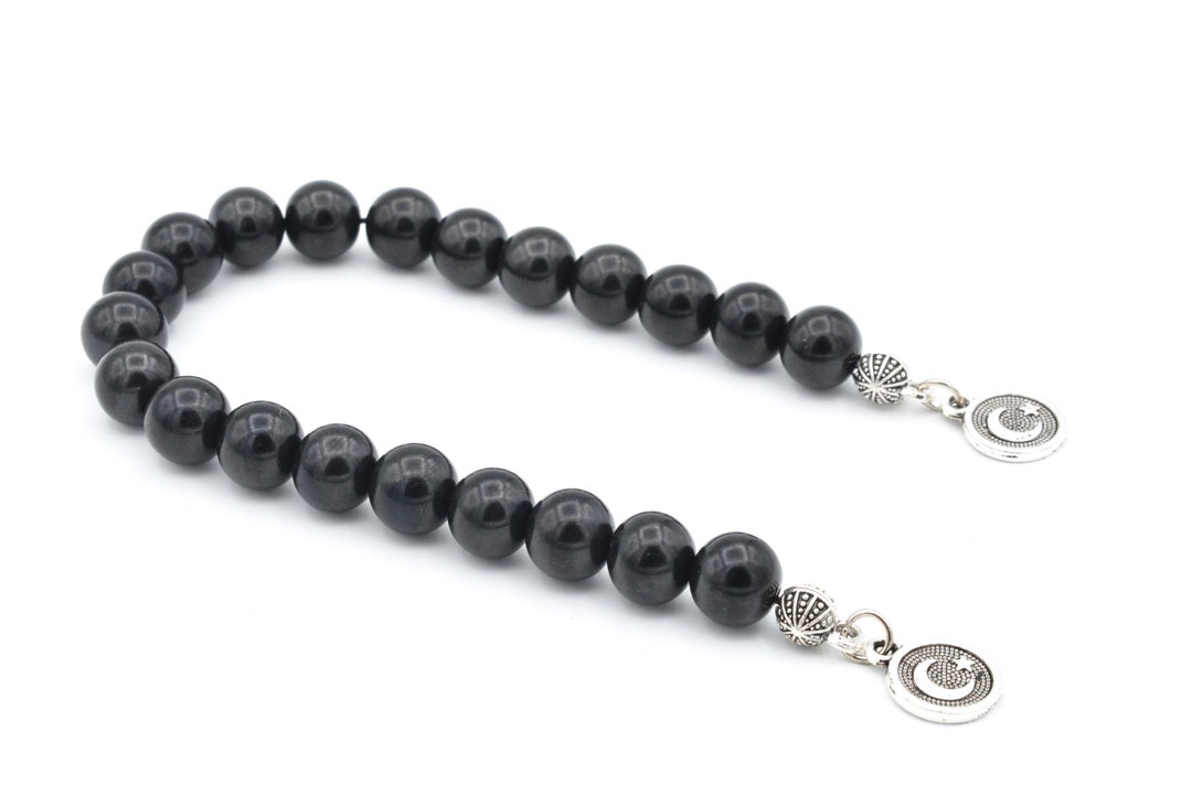 Globe Cut Original 21 Oltu Jet Zaza Tesbih, Natural Stone 21 Beads ...
