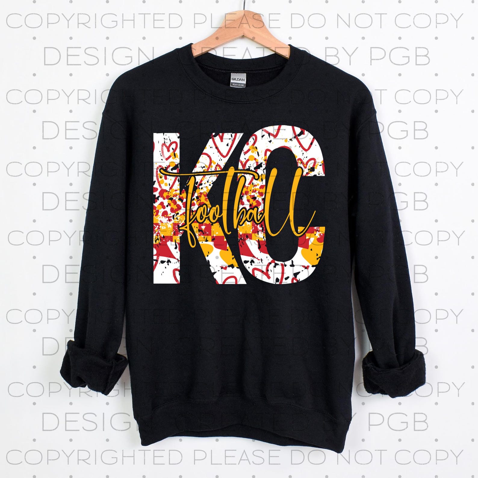 KC Football PNG: Distressed Leopard Hearts Checker Design (DTF) - Etsy