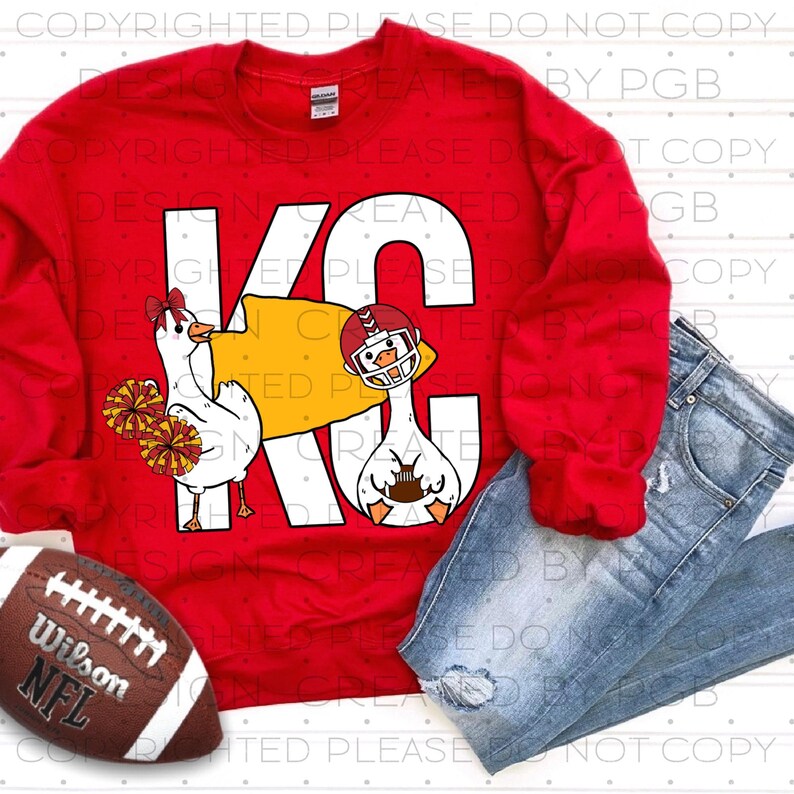 KC Football Goose PNG Download Digital Design T-shirt Football Red Gold ...