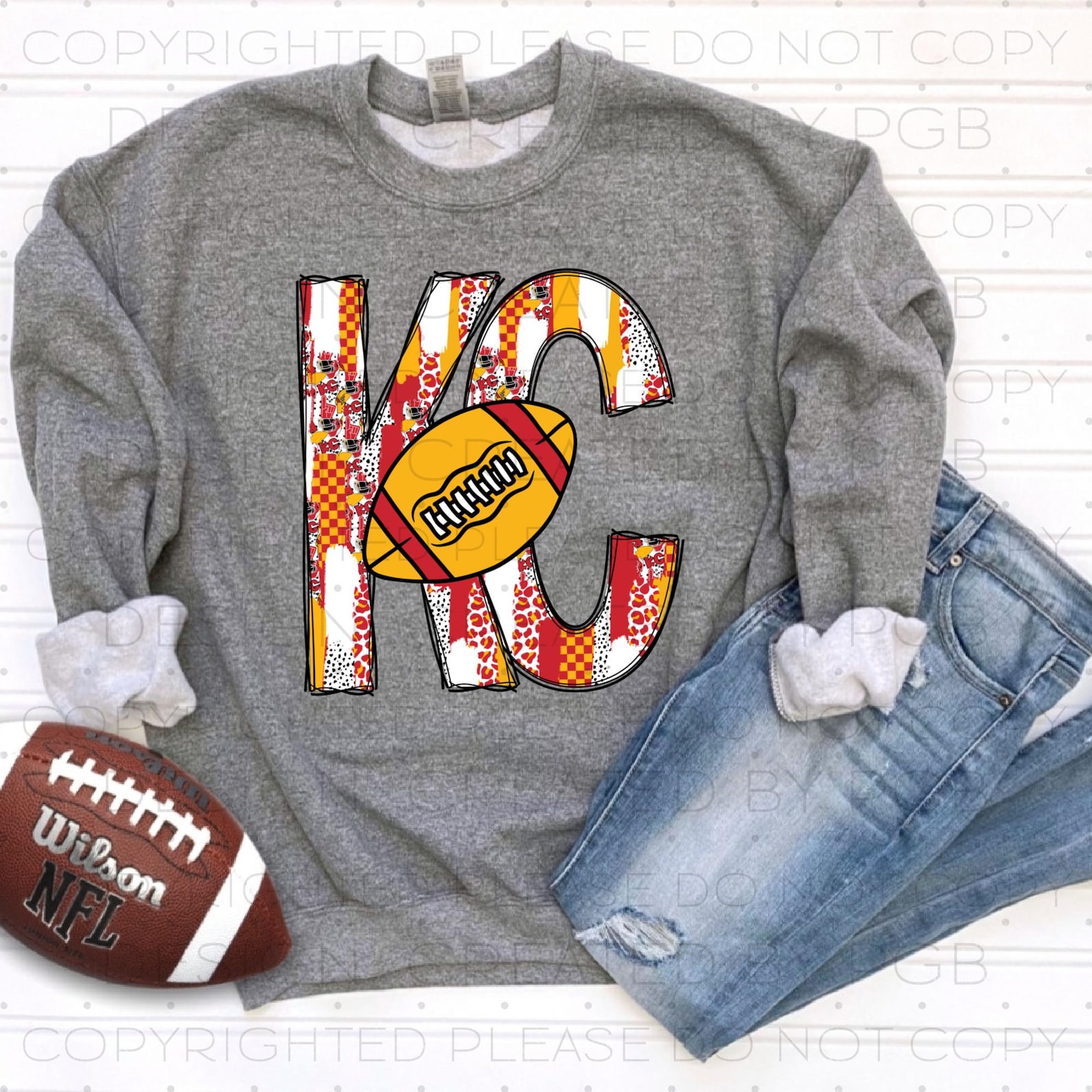 Kansas City Football Alphabet Numbers Clip Art PNG DFT Sublimation ...