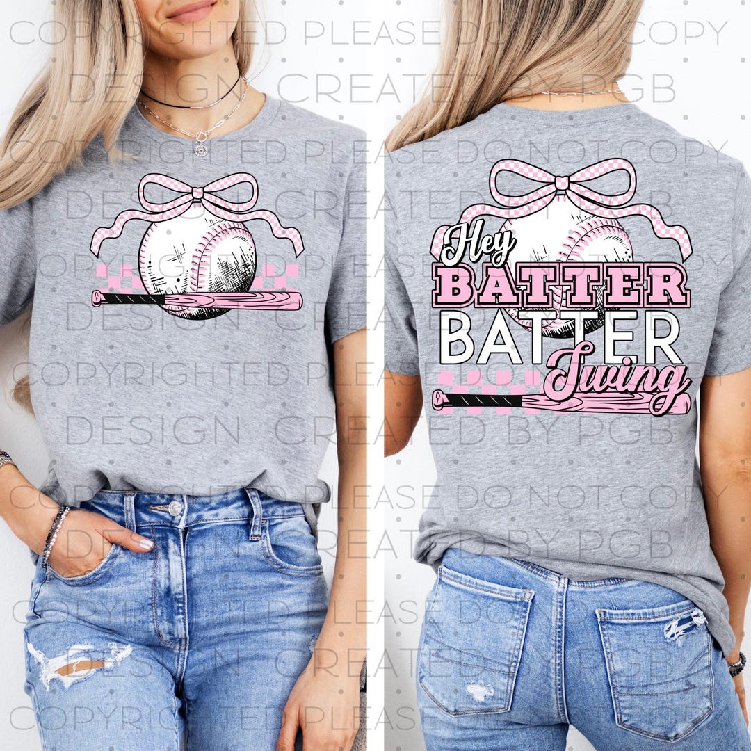 Hey Batter Batter Swing PNG Image Instant Download DTF Digital Design T-shirt Baseball Checker ...