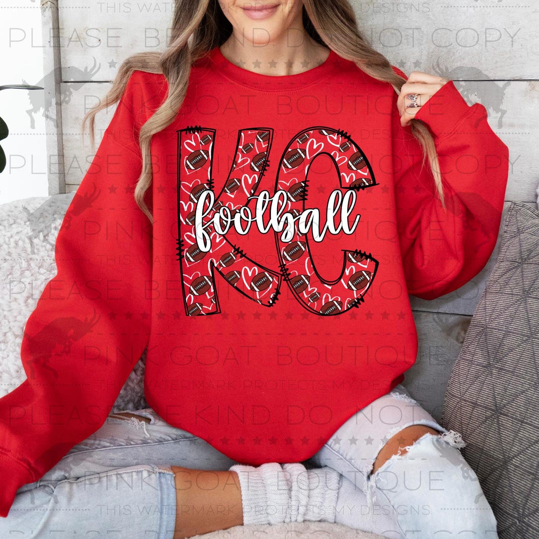 KC Heart Football PNG Waterslide Instant Download Sublimation Digital ...