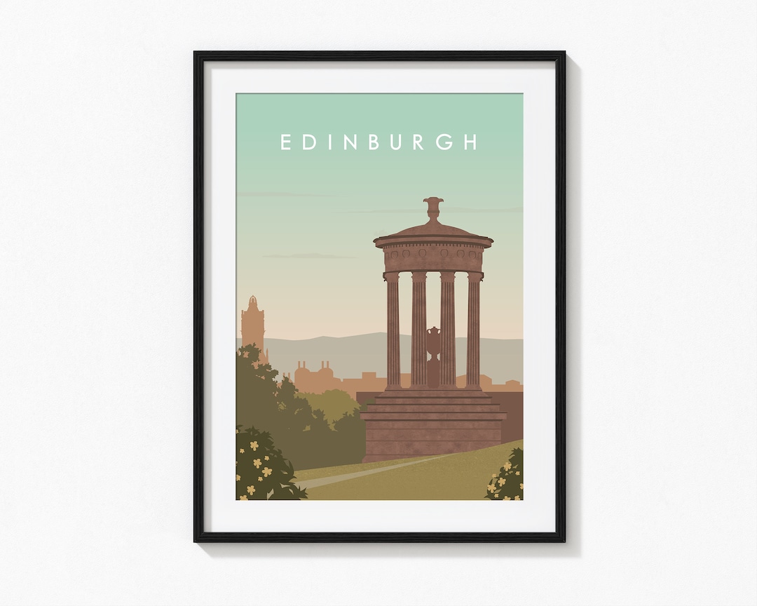 Edinburgh Travel Poster, Print, Vintage, Gift, Artwork, Hand Made, Made ...