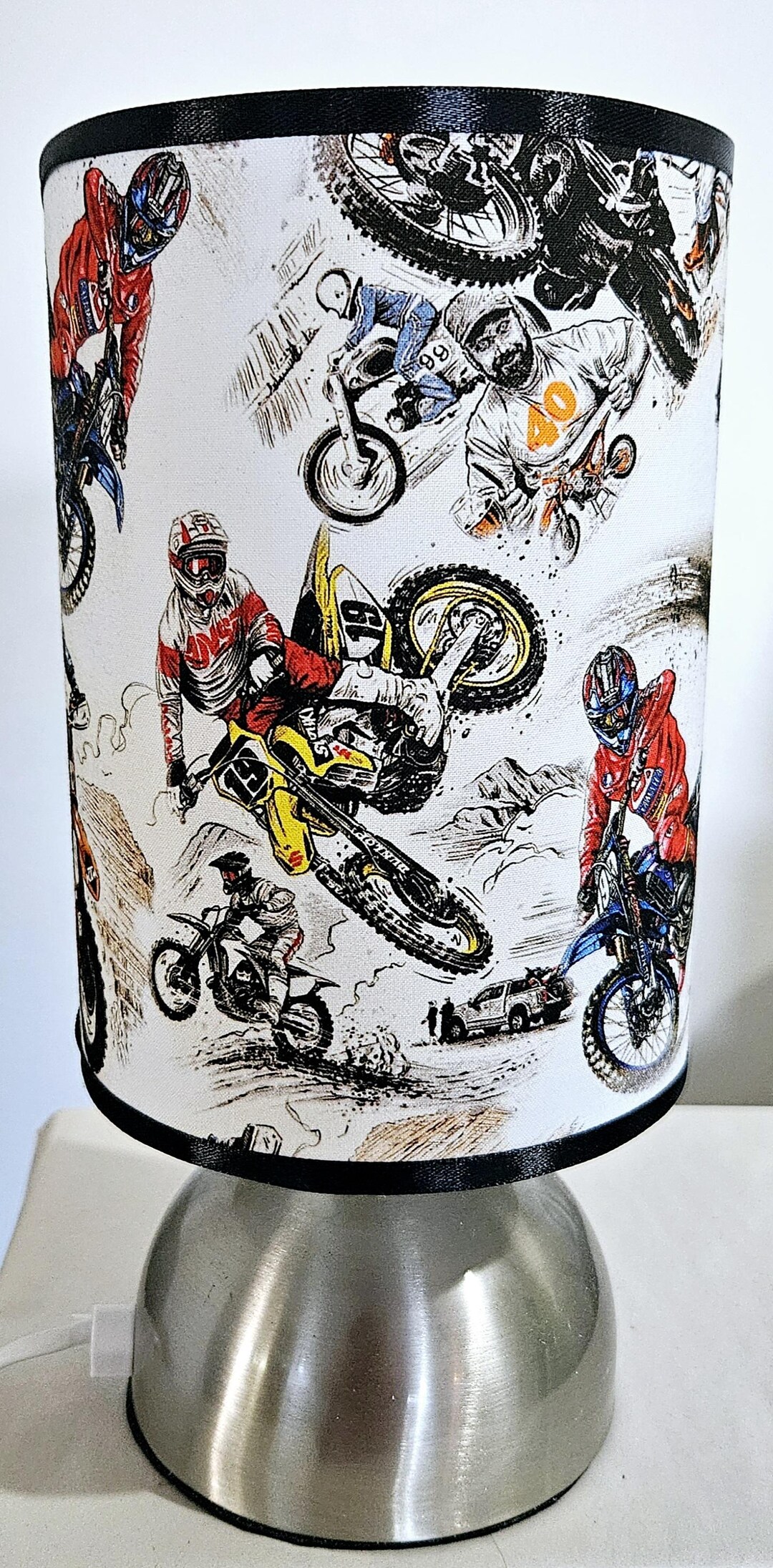 Dirtbike Motorbike Touch Lamp Fabric Shade and Bulb Set - Etsy