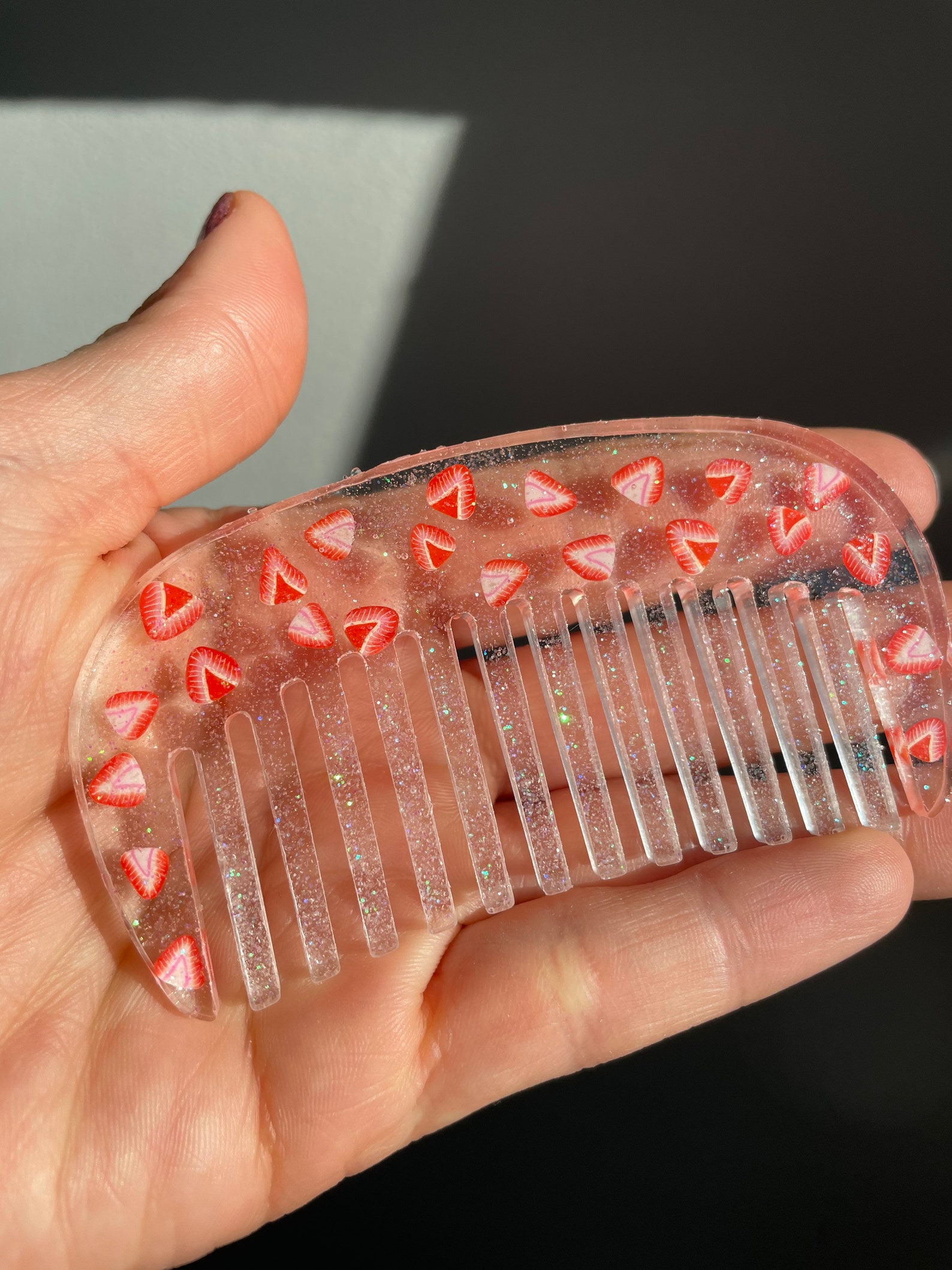 Strawberry Glitter Comb gift idea | Etsy