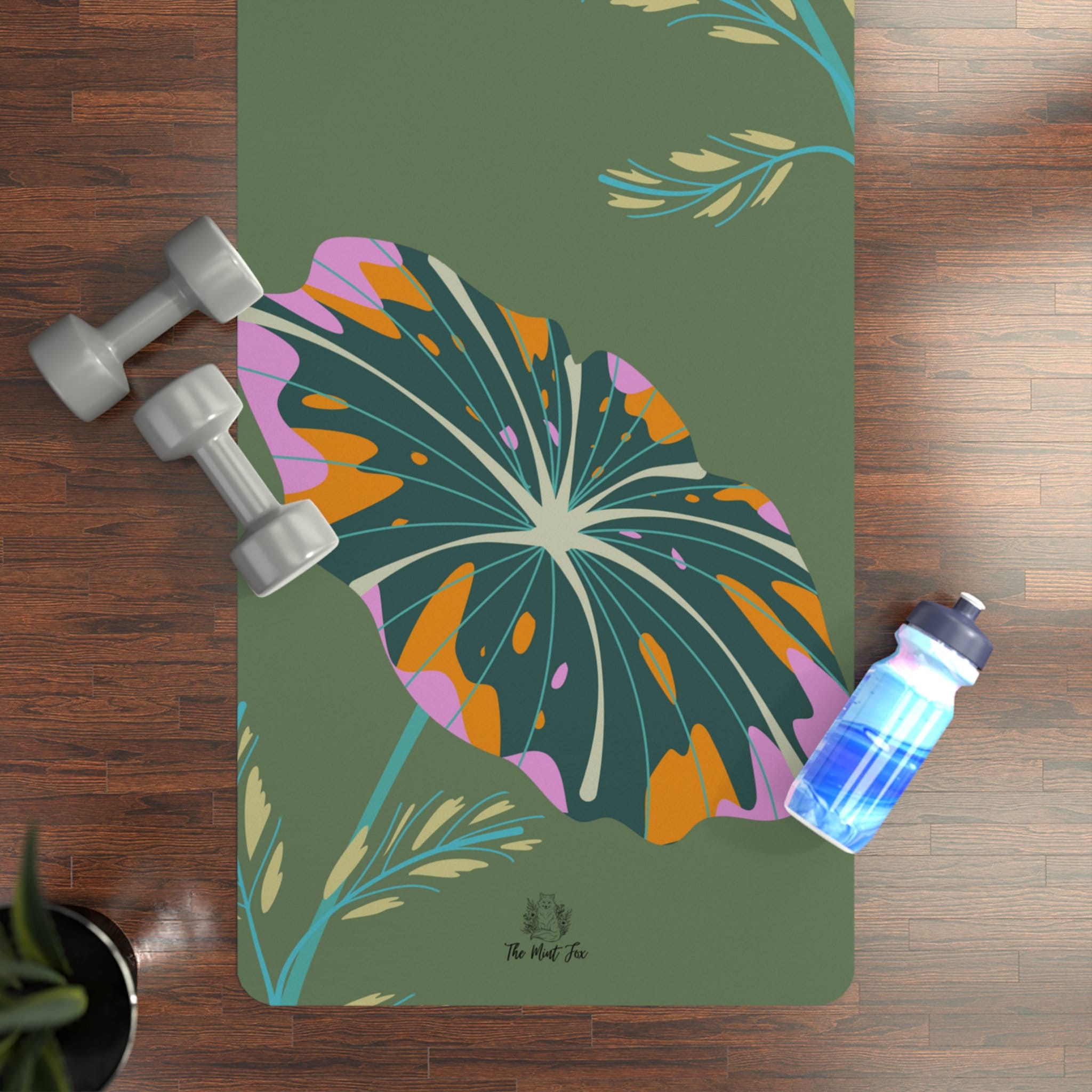 Retro Anti-slip Yoga Mat, Lily Pad Workout Mat, Green Pilates Mat ...