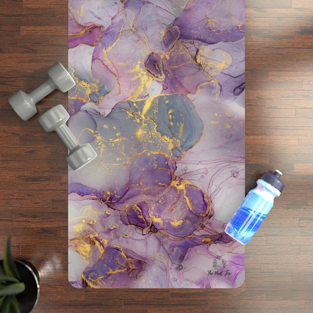 Purple and Gold Watercolor Yoga Mat, Watercolor Yoga Mat, Workout Mat ...