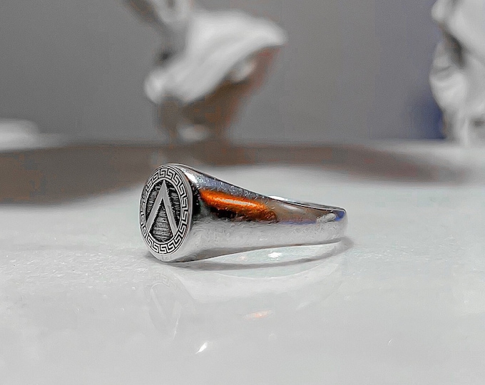 Spartan Shield Lamda Ring / Silver 925 / Handmade by Meanderart ...