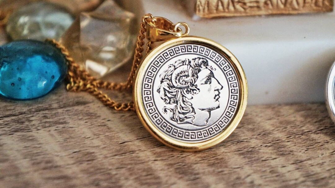 Alexander the Great Silver Pendant. Gold Plated 18K Details. Handmade ...