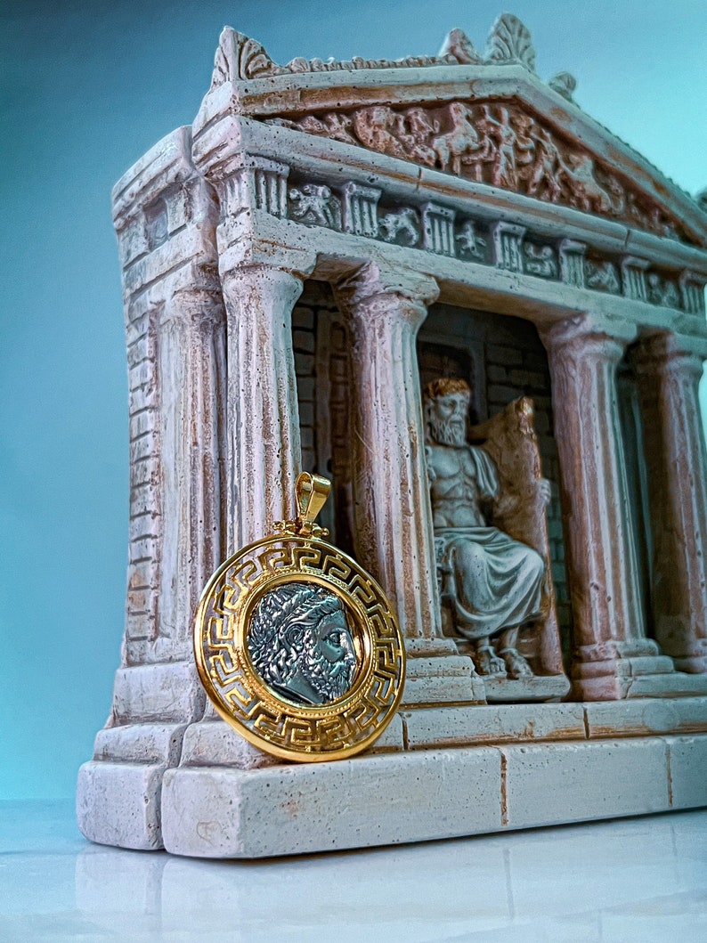 Handmade Zeus Pendant: 18K Gold Plated Sterling Silver Ancient Greek ...