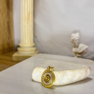 Meander and Spiral Gold Plated 24K Pendant / Handmade by Meanderart ...