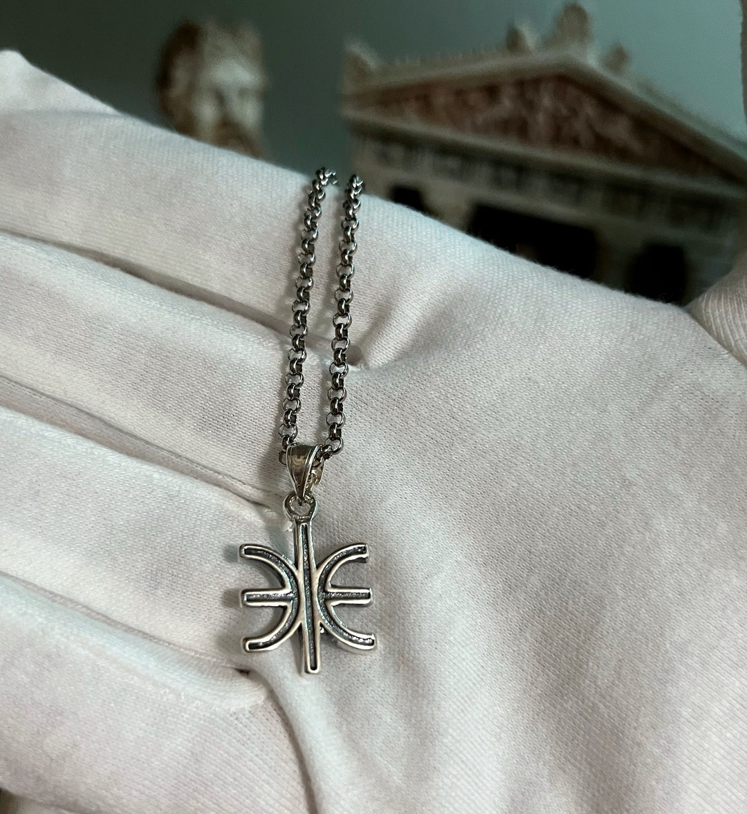 Oxidised Delphic Epsilon / Greek Symbol / Silver 925 Pendant / Handmade ...