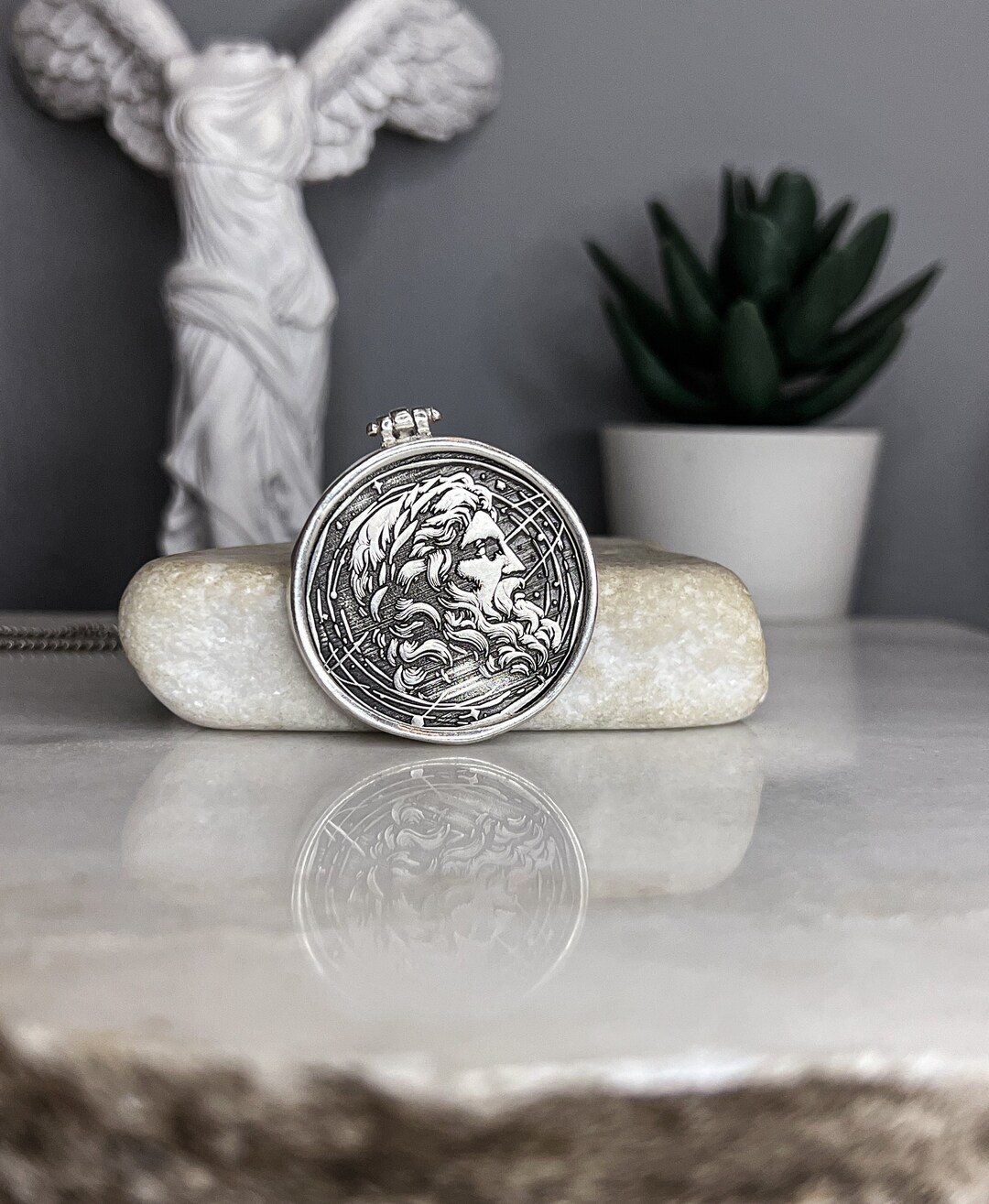 ZEUS IN SPACE 2 / Silver 925 / Handmade Pendant / Ancient Greek God ...