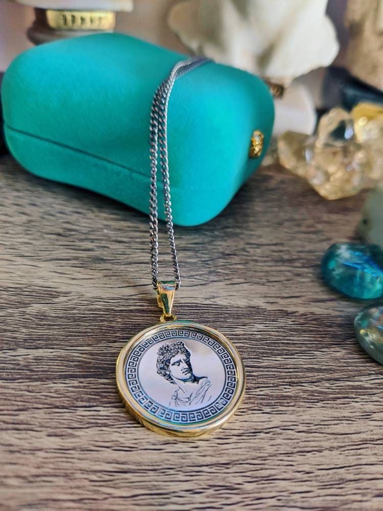 Apollo Greek God Pendant. Silver 925. Handmade by Meanderart. - Etsy