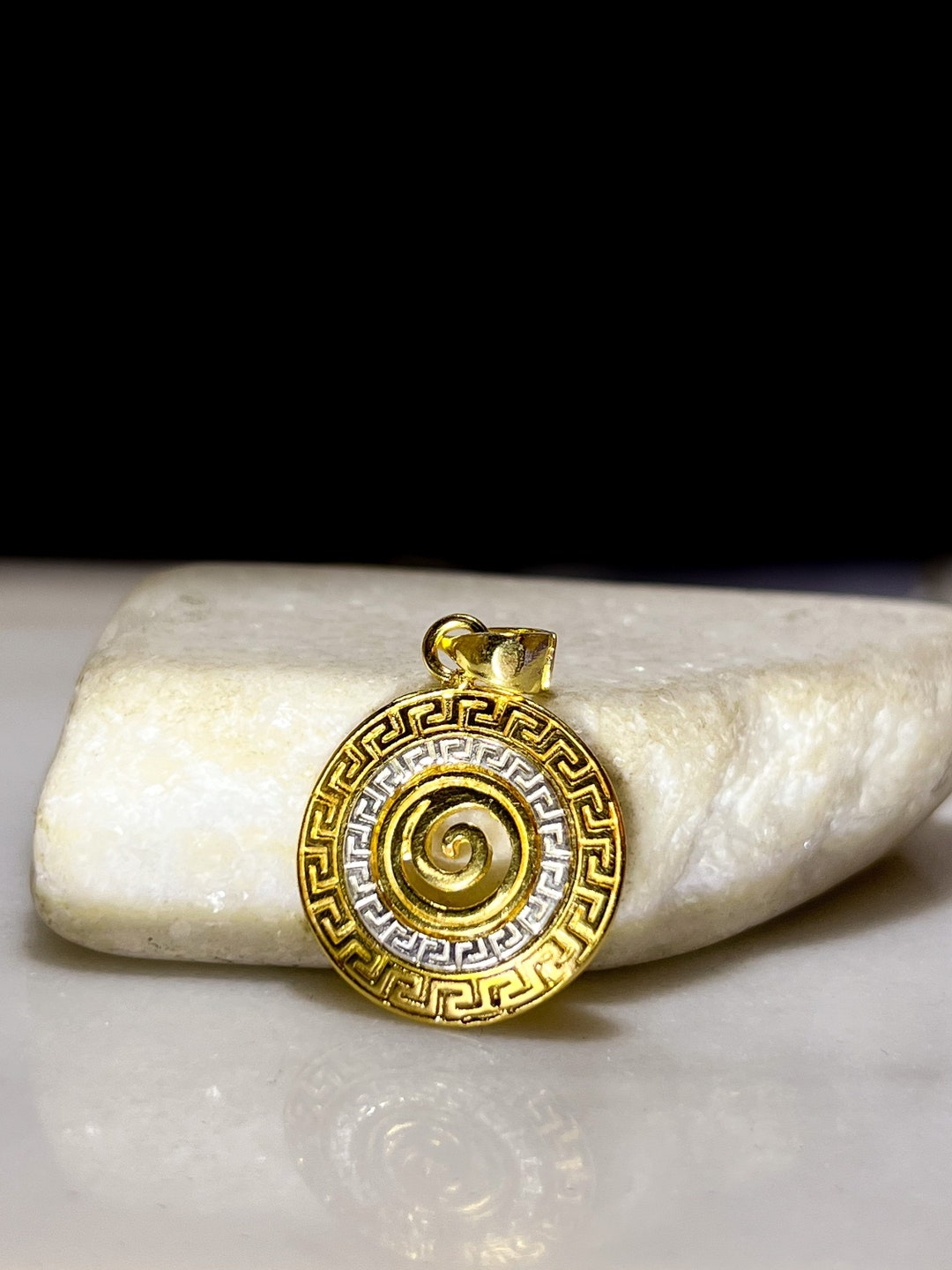 Meander and Spiral Gold Plated 24K Pendant / Handmade by Meanderart ...