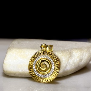 Meander and Spiral Gold Plated 24K Pendant / Handmade by Meanderart ...