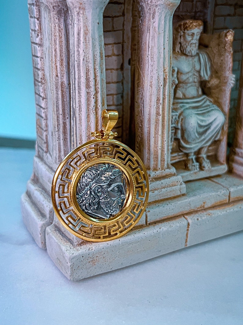 Handmade Zeus Pendant: 18K Gold Plated Sterling Silver Ancient Greek ...