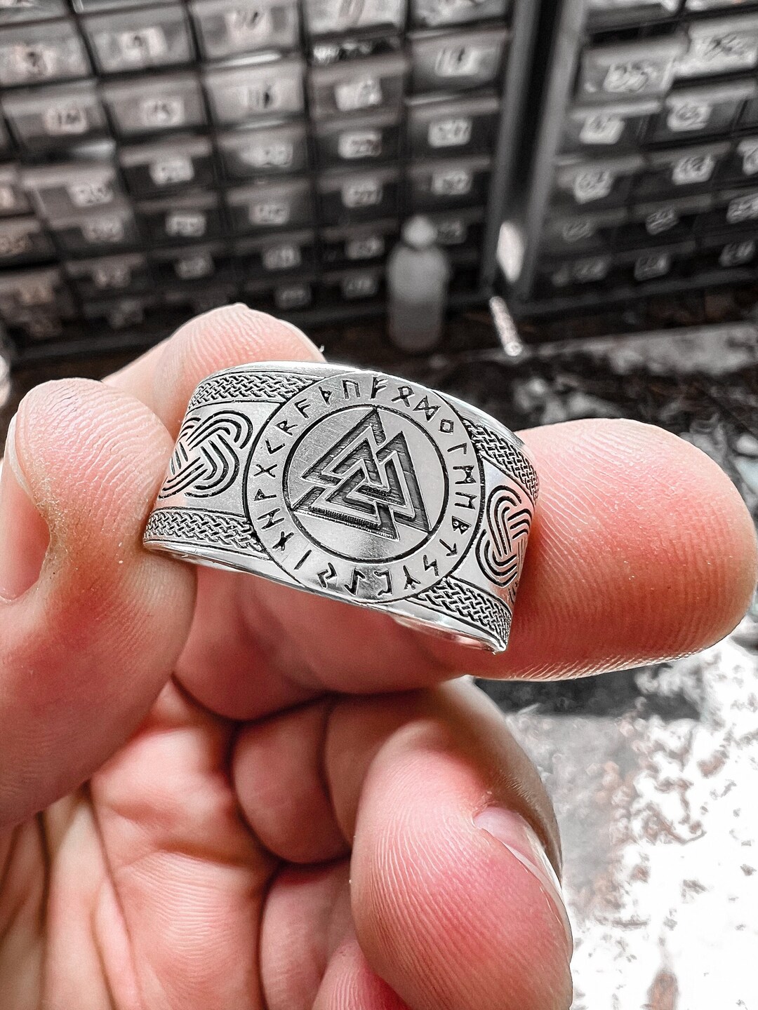 Valknut Ring / Ancient Norse Mythology / One Size / Silver 925 ...