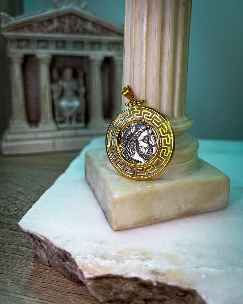 Handmade Zeus Pendant: 18K Gold Plated Sterling Silver Ancient Greek ...
