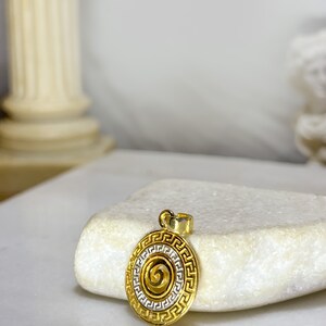 Meander and Spiral Gold Plated 24K Pendant / Handmade by Meanderart ...