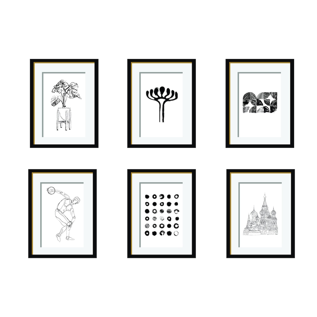 Set of 6 Black and White Printables. Printable Decorative Galery Wall ...