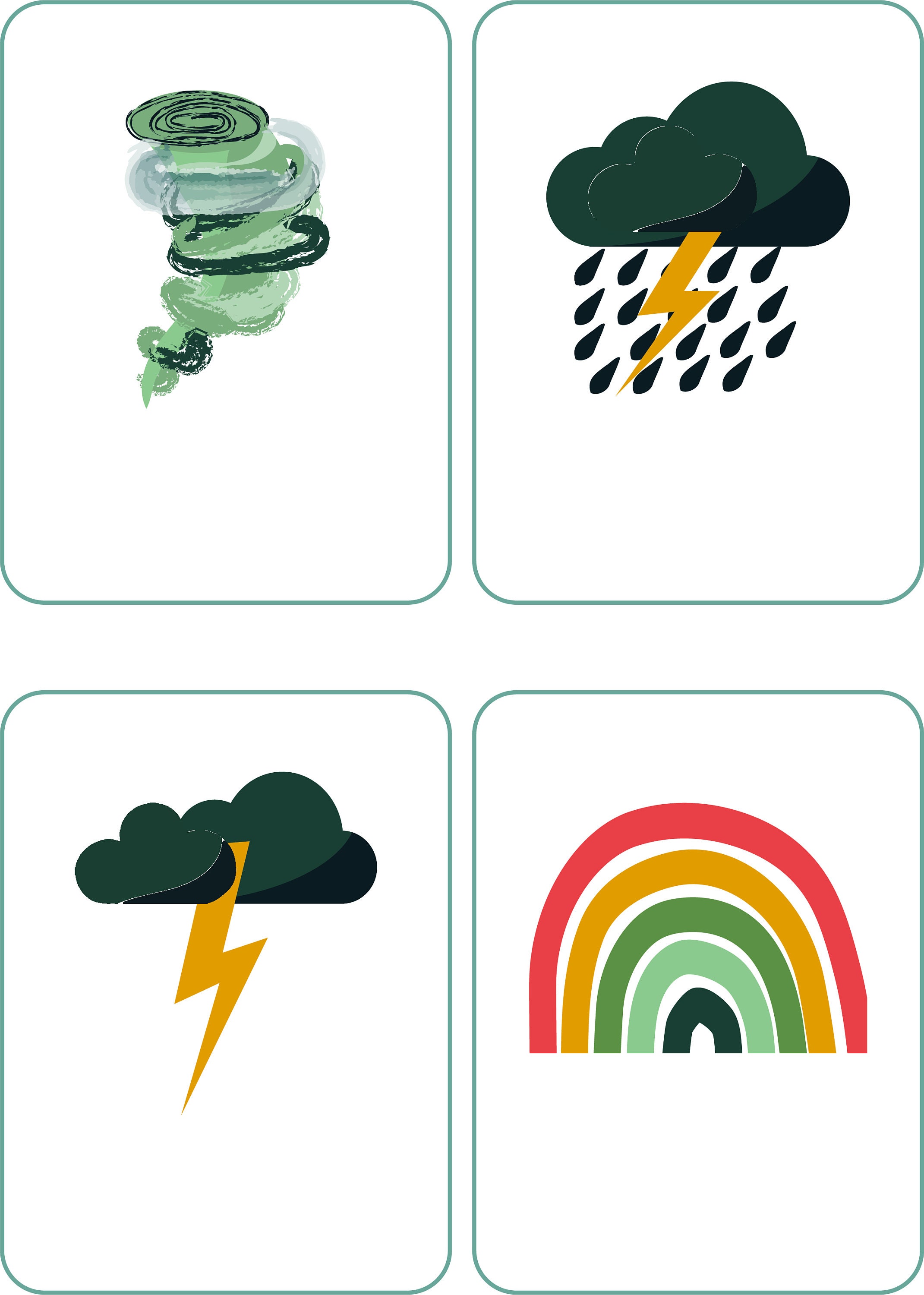 12 Weather Cards, Weather Flashcards, INSTANT DOWNLOAD, Toddler Weather ...