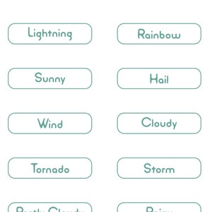 12 Weather Cards, Weather Flashcards, INSTANT DOWNLOAD, Toddler Weather ...