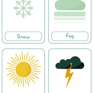 12 Weather Cards, Weather Flashcards, INSTANT DOWNLOAD, Toddler Weather ...
