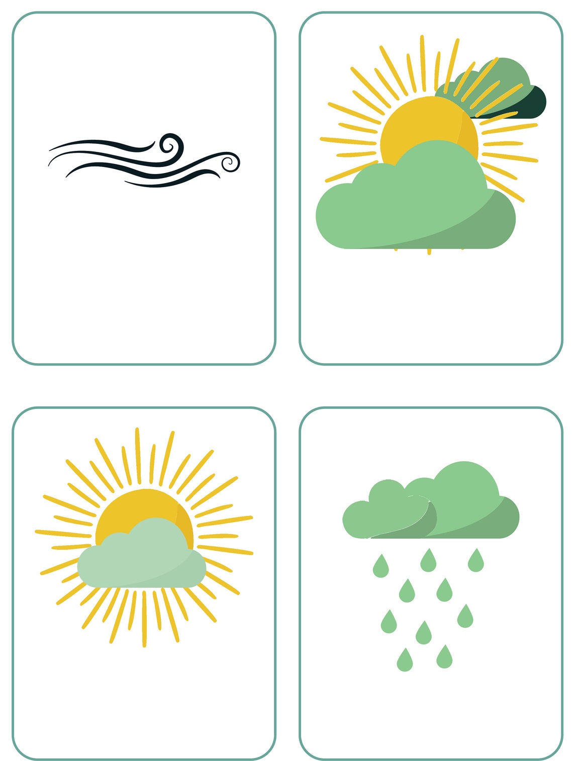 12 Weather Cards, Weather Flashcards, INSTANT DOWNLOAD, Toddler Weather ...