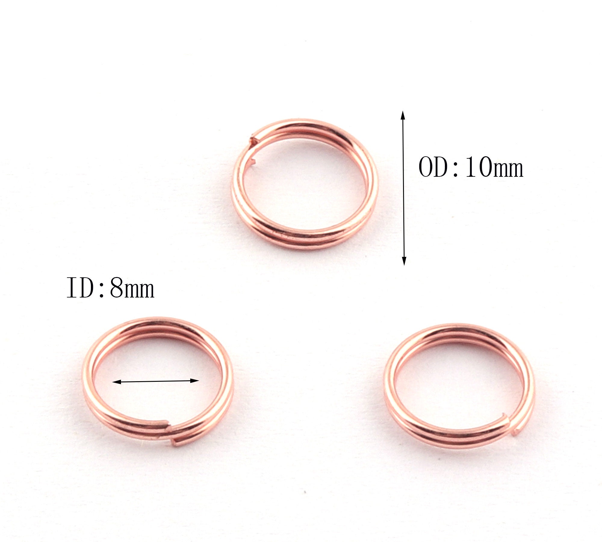 10mm Key Ring Rose Gold Jump Ring Iron Key Chain Round Split - Etsy