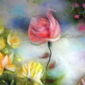Painting Wool Rose Wall Art Wool Painting Flowers Modern Wool - Etsy