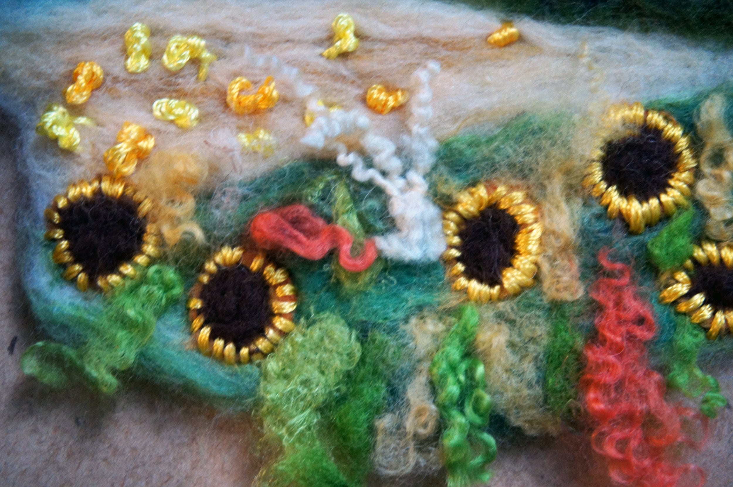 Sunflowers Felted Landscape Felt Painting Wool Painting 3D Wall Decor ...
