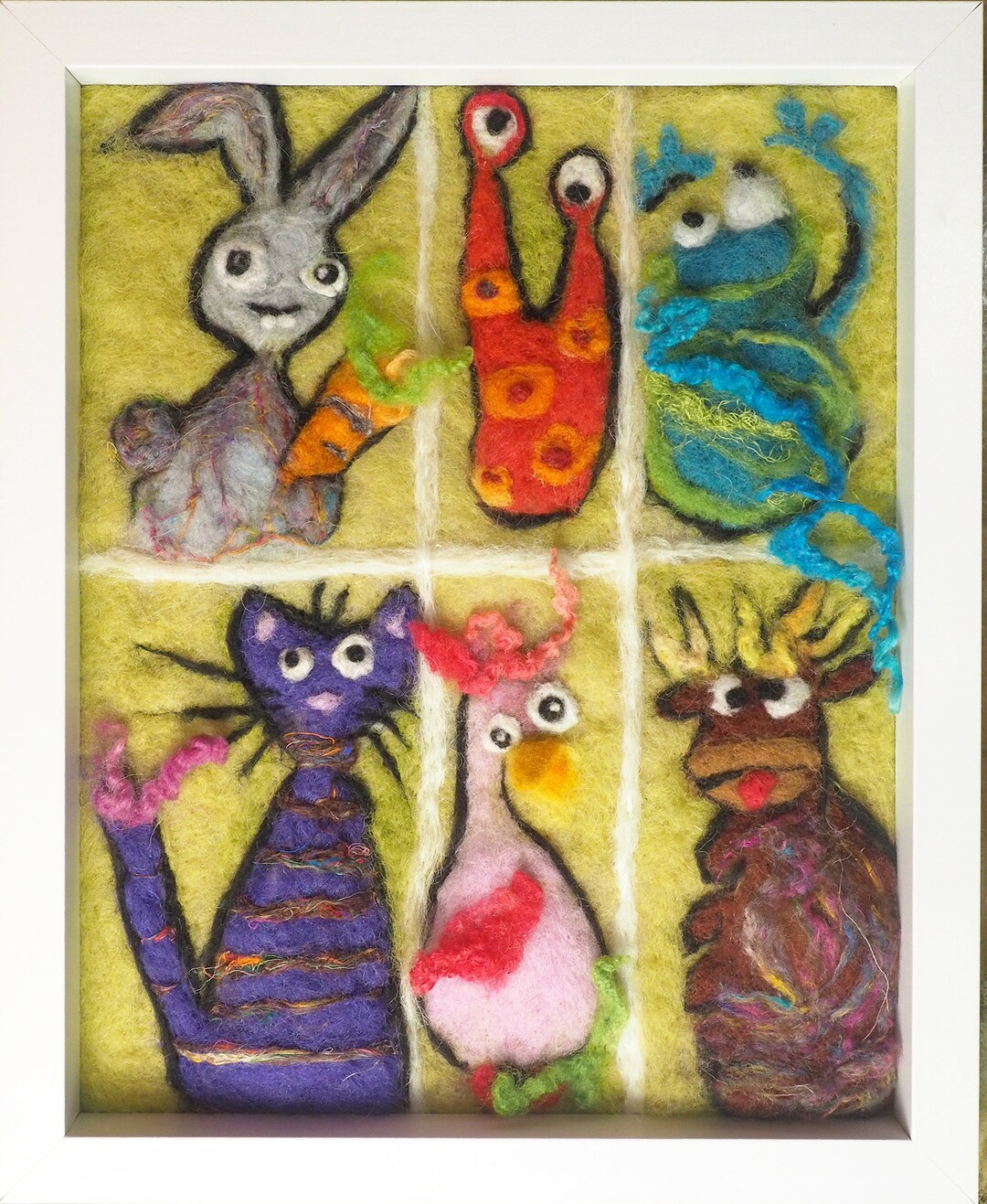Felt Painting Felted Art Funny Animals Felt Painting Organic Wool 3D ...