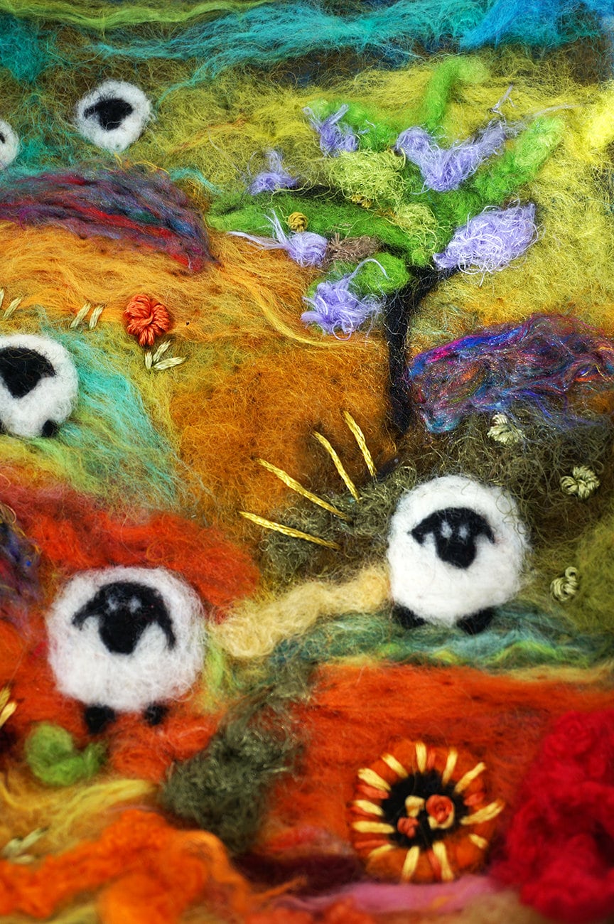 Sunflowers Felted Landscape Felt Painting Wool Painting Needle Felting ...