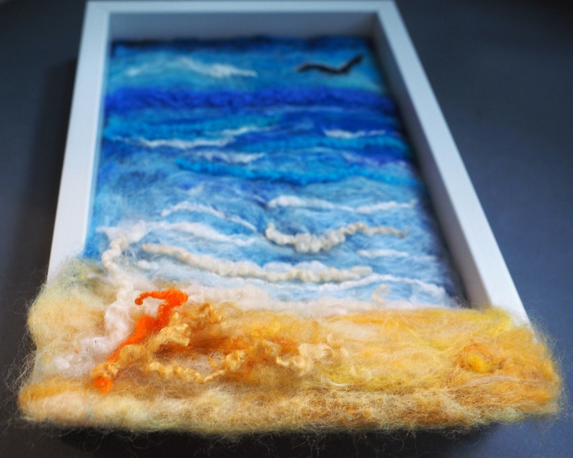 Beach Painting,seaside Picture, Needle Felting,felted Landscape, Wet ...