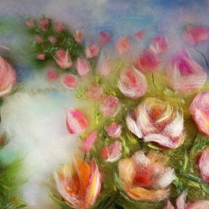 Painting Wool Rose Wall Art Wool Painting Flowers Modern Wool - Etsy