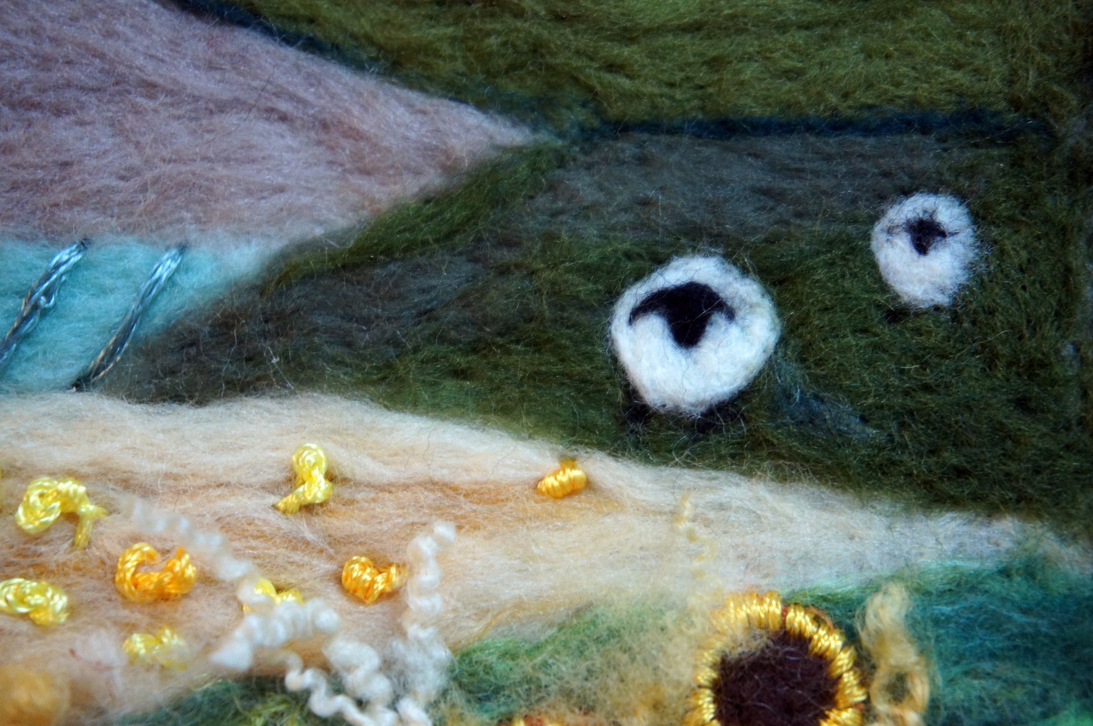 Sunflowers Felted Landscape Felt Painting Wool Painting 3D Wall Decor ...