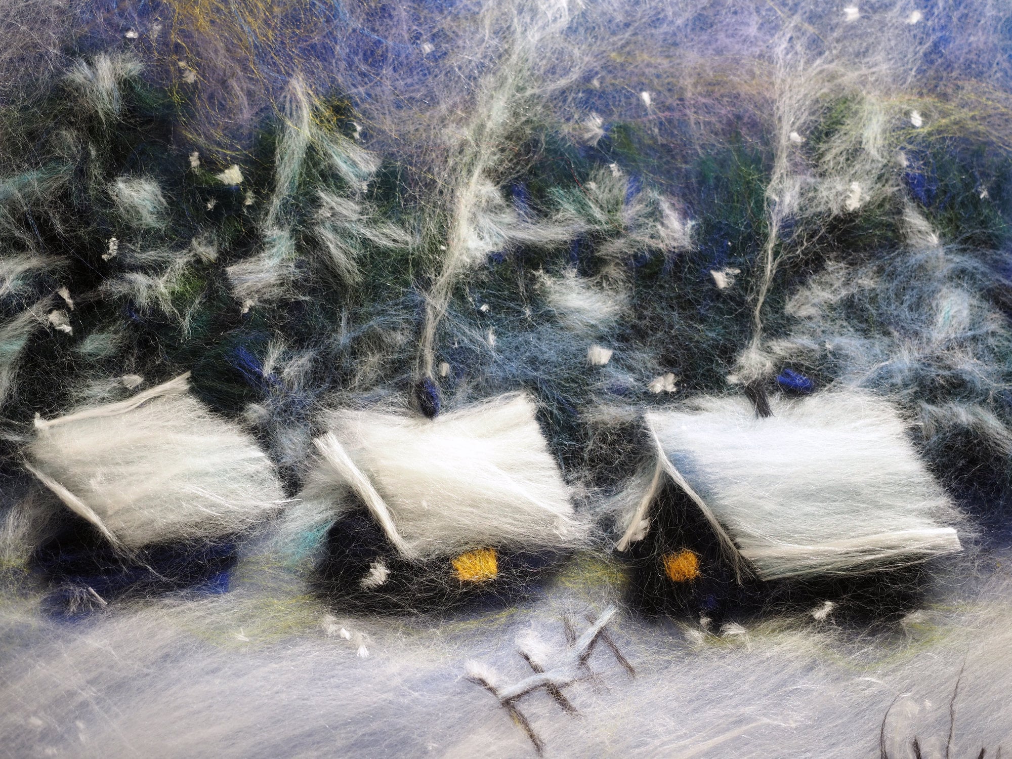 Winter, Landscape, Wool Painting, Wall Art, Handmade Wool Art, Original ...